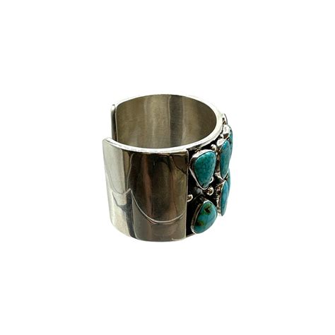 Bobby Johnson Sterling Silver And Kingman Turquoise Cuff Bracelet