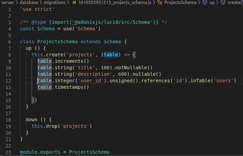 Creating Migration Scripts In Adonisjs