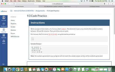 edhesive 9 3 code practice r edhesivehelp