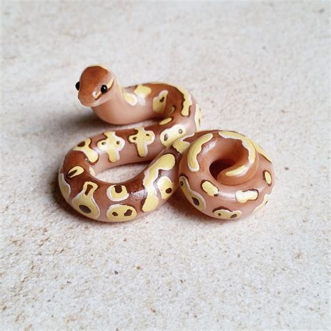 Pastel Yellow Ball Python Snake Handmade From Polymer Clay By The Clay