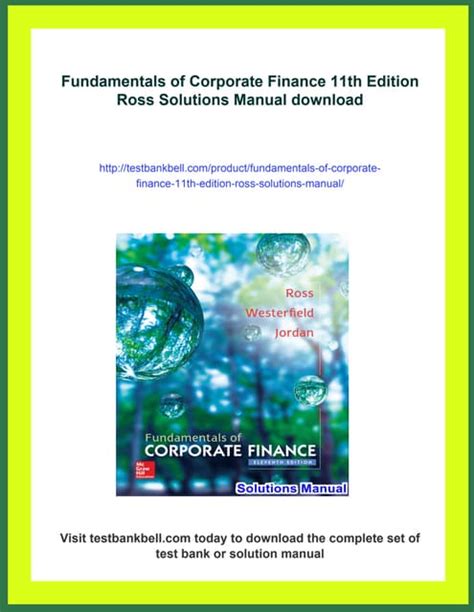 Fundamentals Of Corporate Finance 11th Edition Ross Solutions Manual Pdf