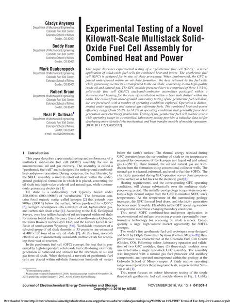 Pdf Experimental Testing Of A Novel Kw Scale Multi Stack Solid Oxide Fuel Cell Assembly For