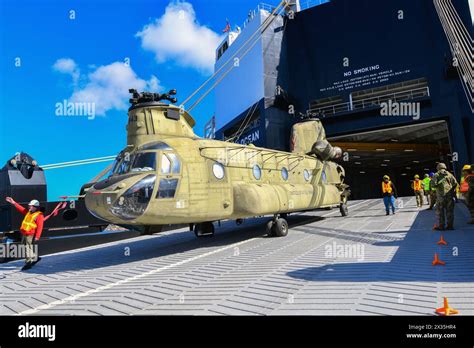 A Ch 47 Chinook In Support Of Defender 24 Is Offloaded From The Motor