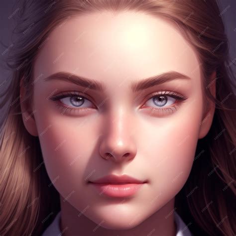Premium Photo Random Girl Face Only Front Face View With A Light Colour