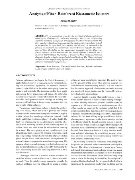 Analysis Of Fiber Reinforced Elastomeric Isolators Pdf Bending