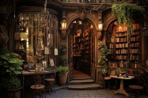 Premium Photo Small Bookstore With Cafe Inside Bookstore Or Bookshelf Or Bookcase Image