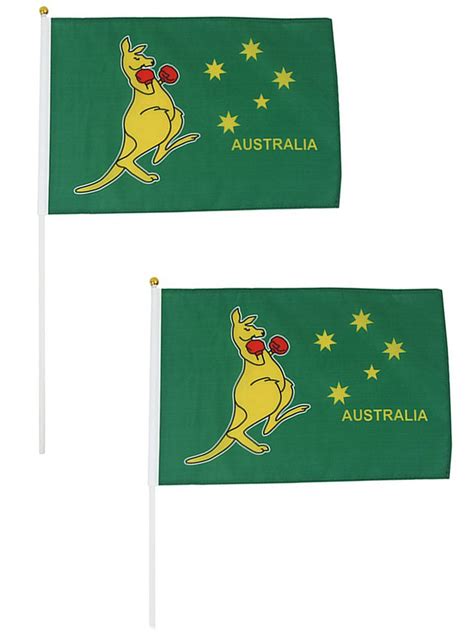 Australia Day Flags 2 Pack │ Green And Gold Kangaroo Flags