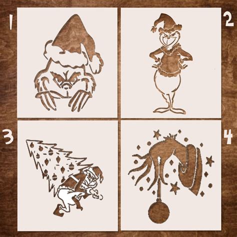 Any 2 Christmas Holiday Stencils Grinch Stencil Christmas Decor