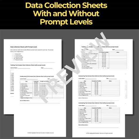 Task Analysis Toileting Handwashing Data Collection Sheets W And W O Prompts