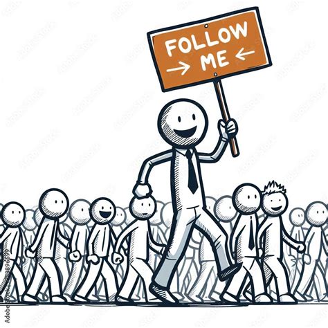 Leading The Way Hand Drawn Illustration Of A Smiling Character Holding