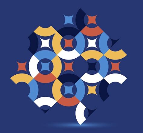 Premium Vector Abstract Geometric Design Vector Pattern Composition Colorful 70s Retro Style