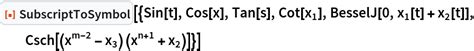 Subscripttosymbol Wolfram Function Repository