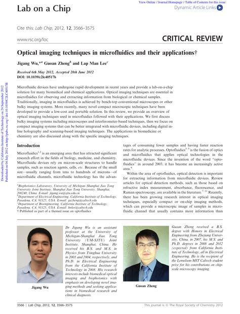 Pdf Optical Imaging Techniques In Microfluidics And Their Applications