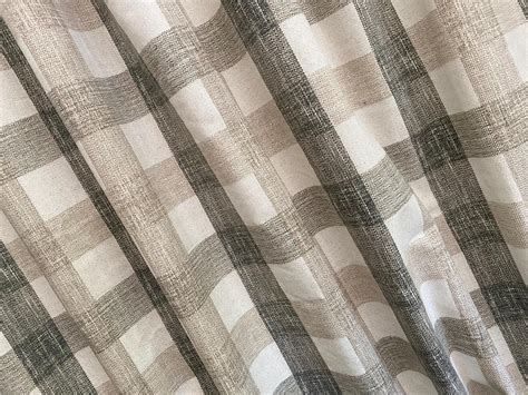 Set Of 2 Rustic Khaki And Dark Green Plaid Curtains Farmhouse Checkered