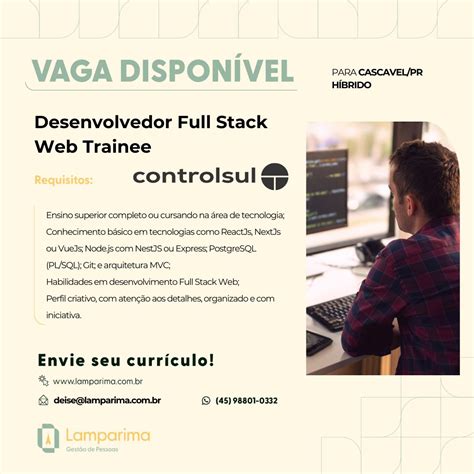 🚀 Vaga Aberta Desenvolvedora Full Stack Web Trainee Cascavelpr