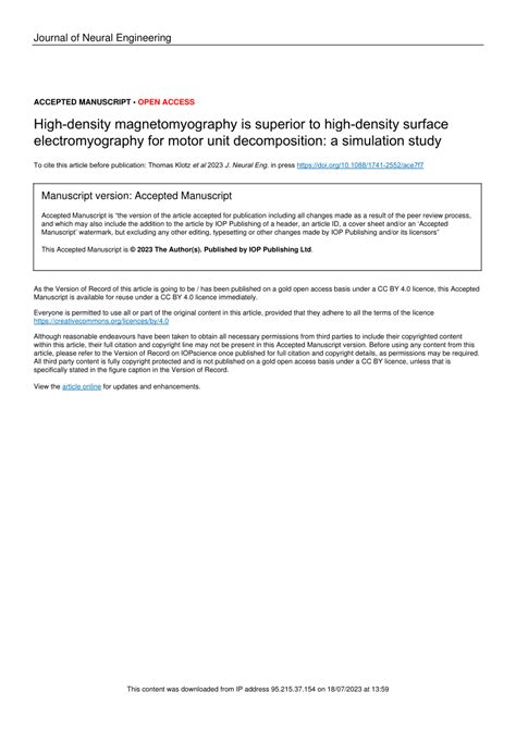 Pdf High Density Magnetomyography Is Superior To High Density Surface