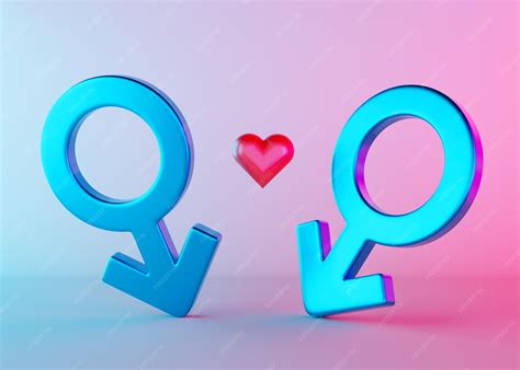Premium Photo Two Male Sex Symbols With Heart And Neon Light Mars Symbol For Men Gender Sign