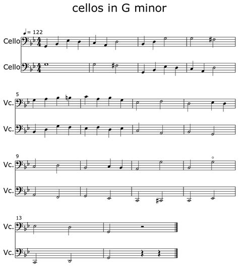 Cellos In G Minor Sheet Music For Cello