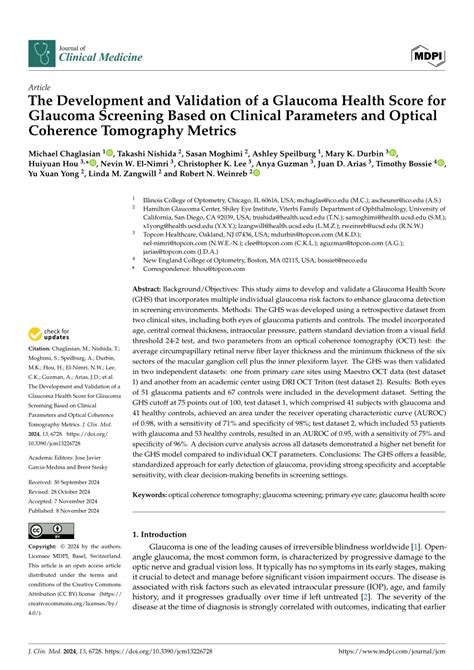 Pdf The Development And Validation Of A Glaucoma Health Score For Glaucoma Screening Based On