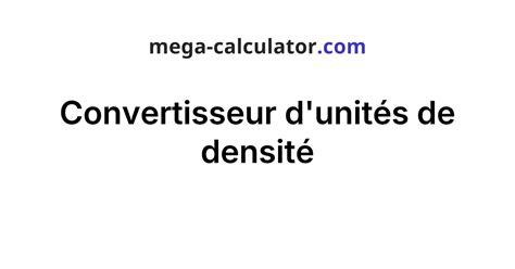 Convertisseur Dunités De Masse Volumique