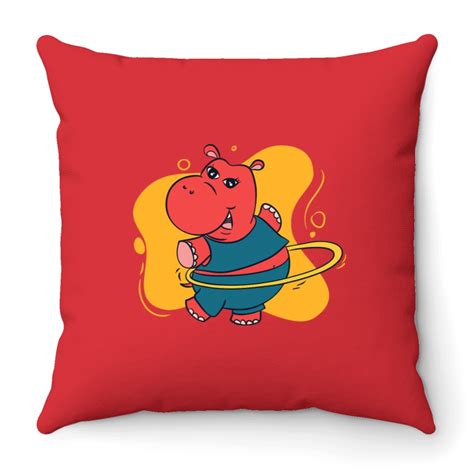 Hula Hoop Hippopotamus Hooping Training Fitness Acrobat Throw Pillows