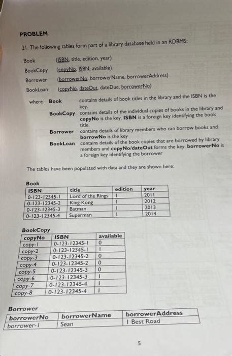 Solved 21 The Following Tables Form Part Of A Library