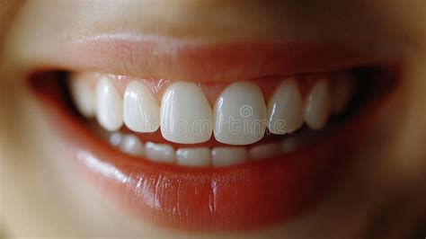 Bright Female Smile Girl Lips With Open Mouth With Perfect Teeth Stock