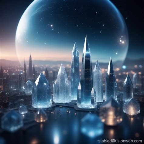 Crystal Floating Futuristic City In Space Stable Diffusion Online