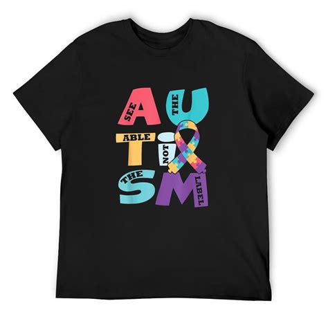 Mens Autism See The Able Autistic Ribbon Puzzle Awareness Asd T Shirt Black Small