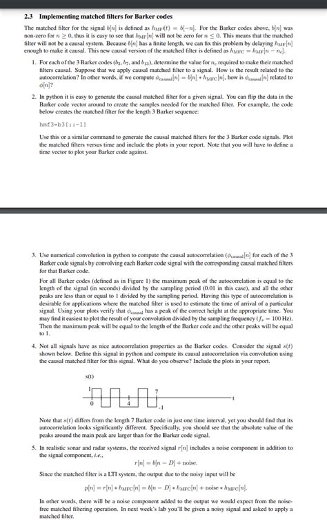 2 3 ﻿implementing Matched Filters For Barker Codesthe