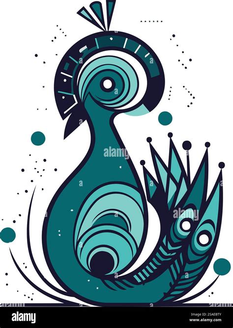 Peacock Hand Drawn Vector Illustration Isolated On White Background