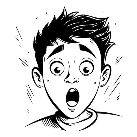 Surprised Boy With Open Mouth In Sketch Style Premium Ai Generated Vector