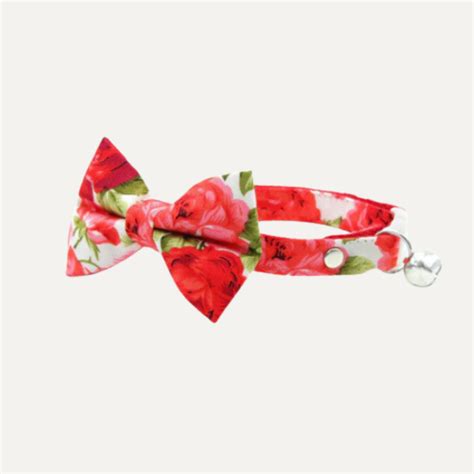 Made By Cleo ‘red Roses Cat Collar With Bow Barks And Whiskers
