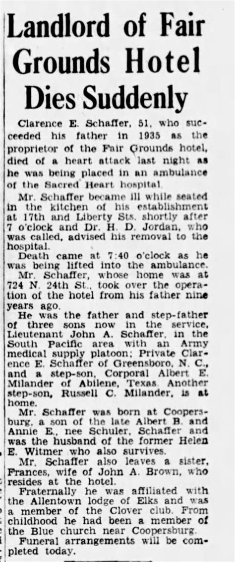 Clarence Eugene Schaffer 1893 1944 Find A Grave Memorial