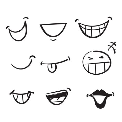 Hand Drawn Doodle Cartoon Smile Collection Icon Isolated 4926601 Vector