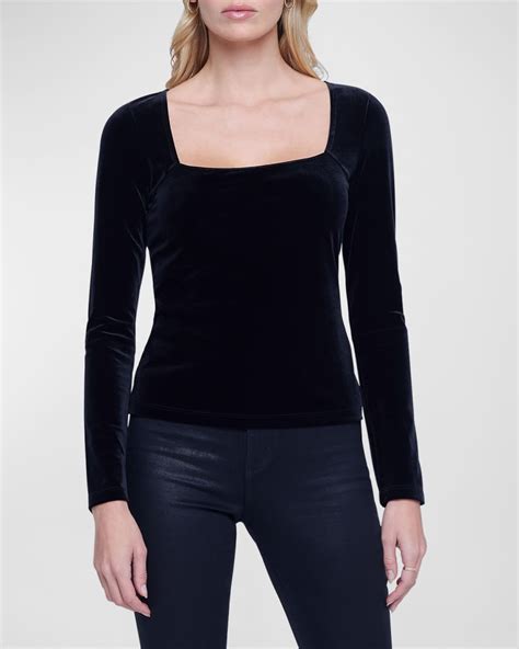 Lagence Kinley Long Sleeve Square Neck Top Neiman Marcus