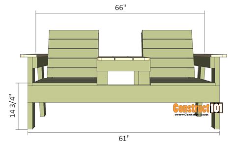 Double Chair Bench Plans Step By Step Plans Construct101 Wood