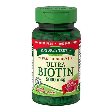 Natures Truth Ultra Biotin 5000mcg Fast Dissolve Tablets Berry Flavor
