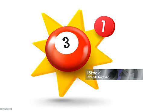 Billiard Ball With Explosion Effect 3d Vector Mobile Application Icon With Notification Stock