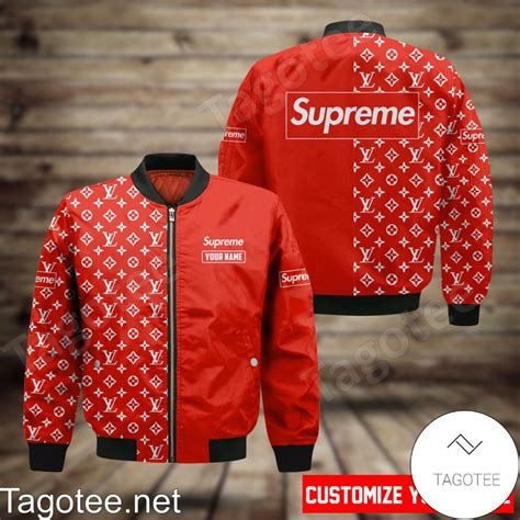 Personalized Supreme Half Monogram Red Bomber Jacket Tagotee