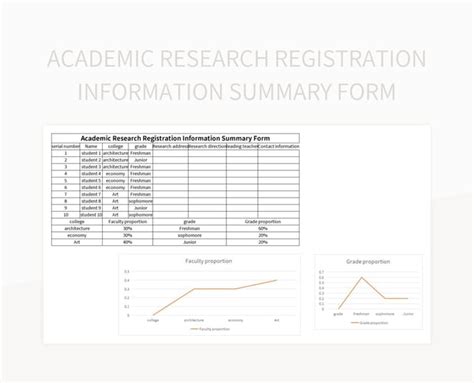 Academic Research Registration Information Summary Form Excel Template