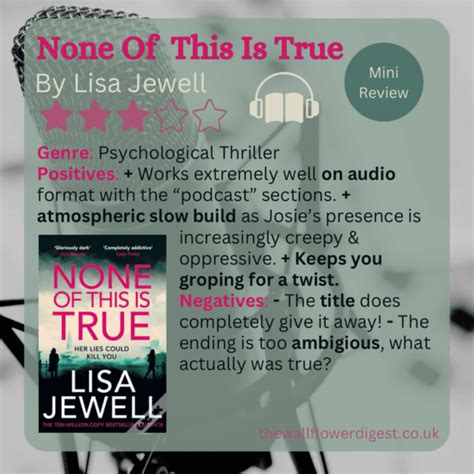 None Of This Is True By Lisa Jewell The Wallflower Digest