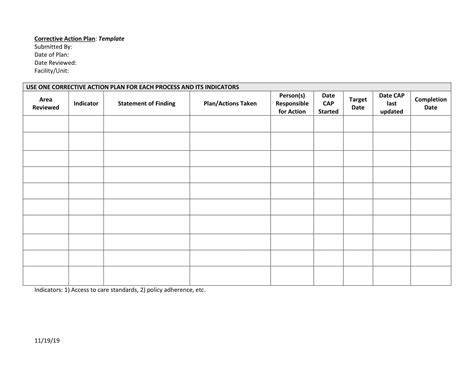 Free Printable Corrective Action Plan Templates Pdf Word Excel