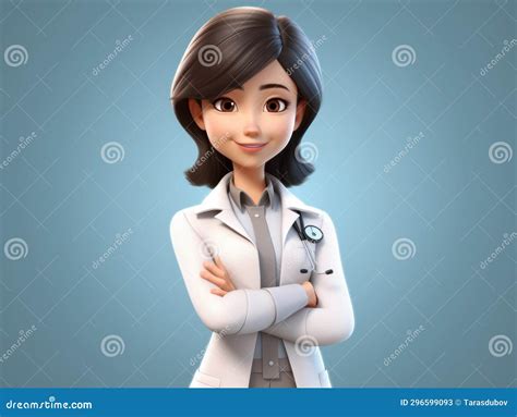 3d Woman Doctor Asian Female Character Stock Illustration