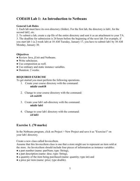 coe618 lab 1 an introduction to netbeans
