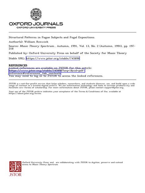 William Renwick Structural Patterns In Fugue Subjects And Fugal Expositions Pdf The Well