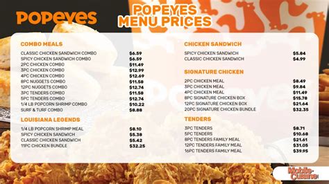 Popeyes Menu Usa Prices 2026