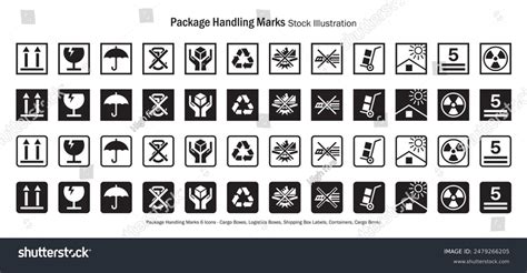 Package Handling Marks Icons Cargo Boxes Stock Vector Royalty Free