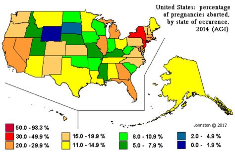 Maps Of Percentage Of Pregnancies Aborted In The United States By States