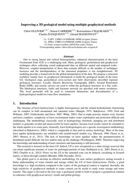 pdf improving a 3d geological model using multiple geophysical methods